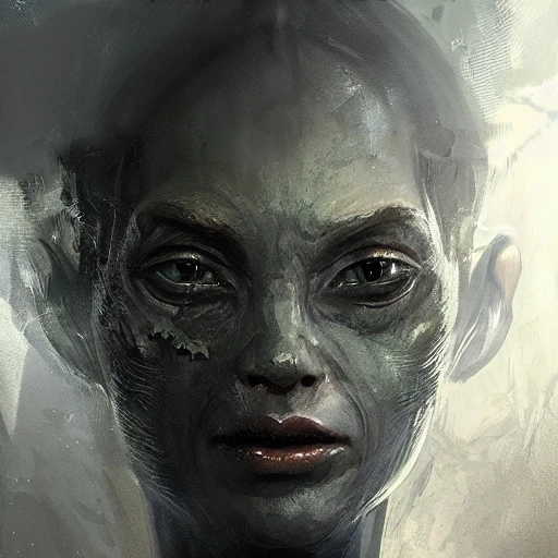 Professional portrait of a beautiful alien creature with humanoi ...