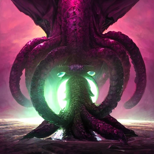 evil black alien kraken, extremely detailed, beam of light comin ...