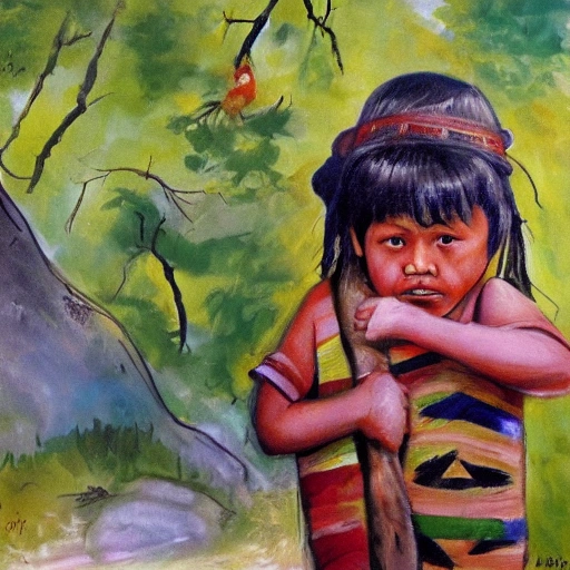 Curious Mapuche Child Eager To Learn From Nature Happy Lives In An
