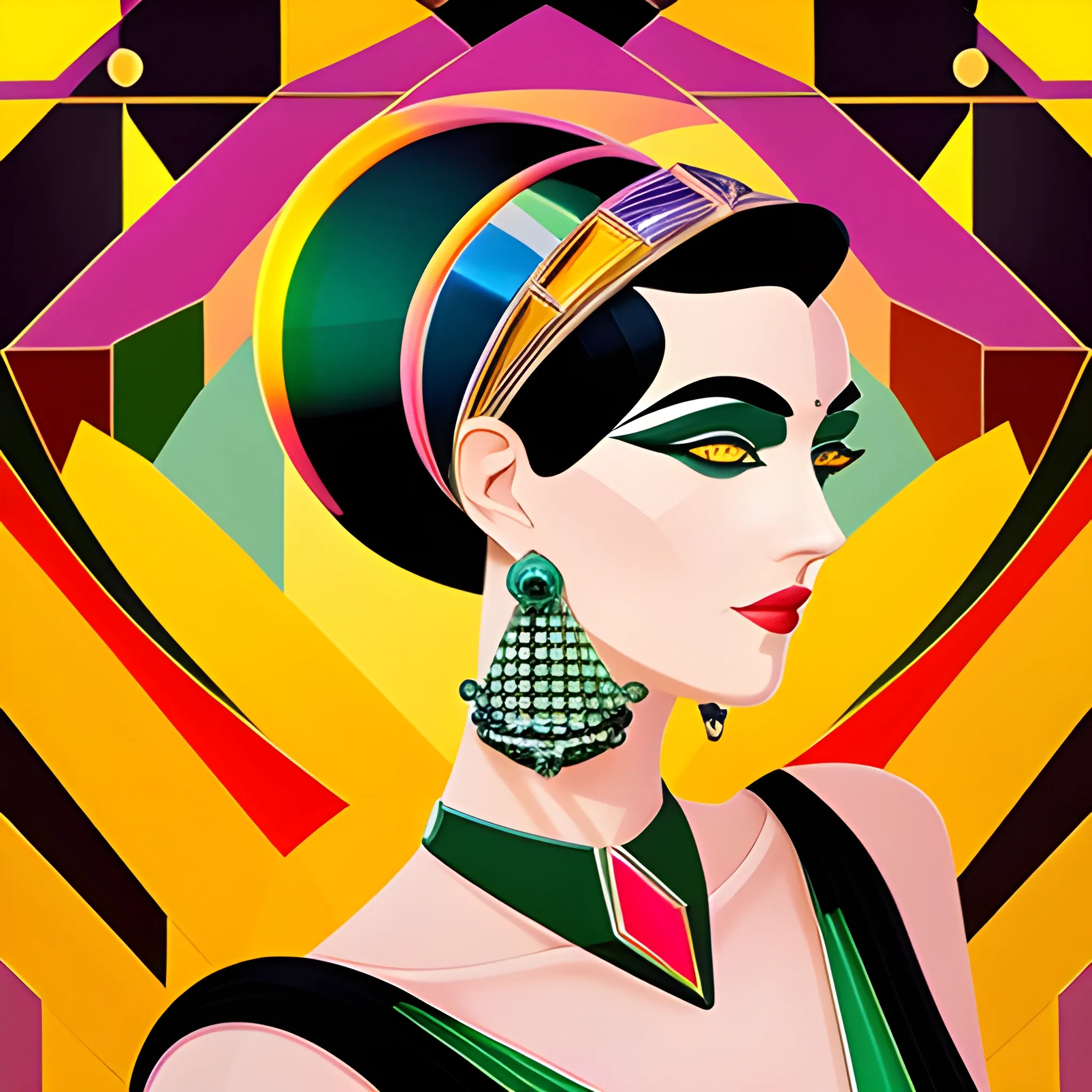 Art Deco abstract Against A Backdrop Of Bold Geometric Shapes And