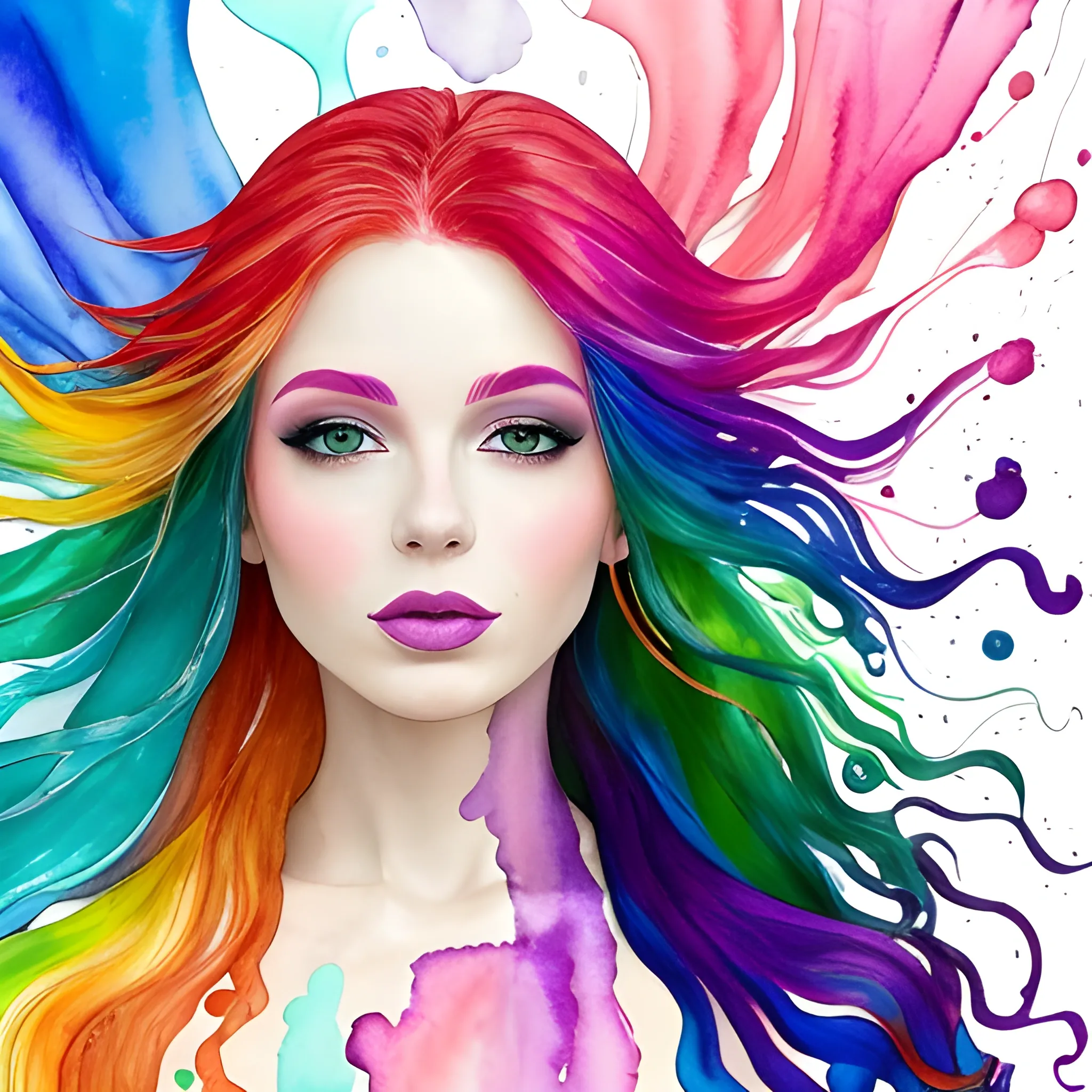The Woman Is Wearing Multicolored Hair Vibrant Color Scheme Wa The Woman Is Wearing Multicolored Hair Vibrant Color Scheme Wa