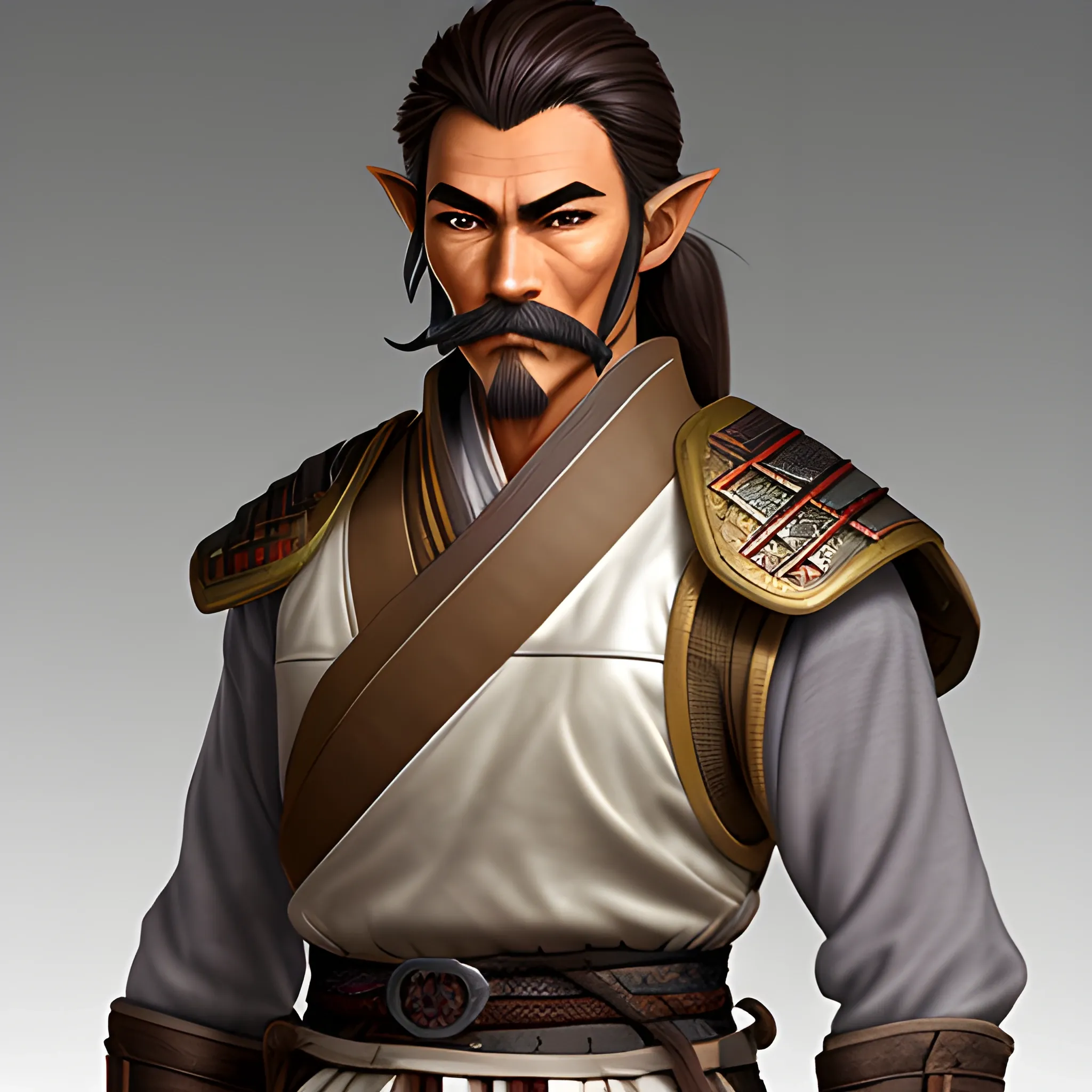 A Samurai Fighter In 5E And Is A Wood Elf With Dark Brown Hairs