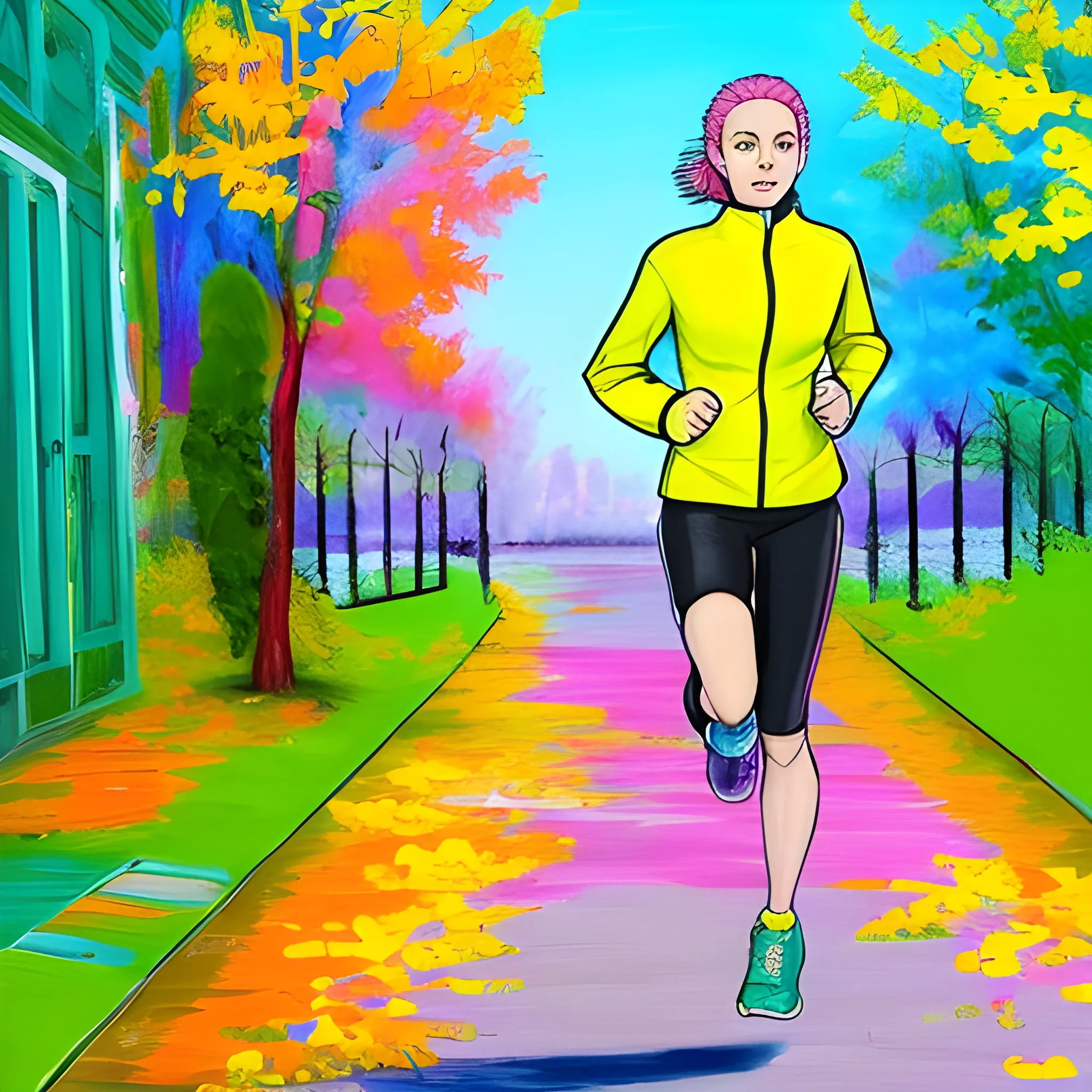 Jogging At The Part With Vibrant Colors Arthub ai Jogging At The Part With Vibrant Colors Arthub ai