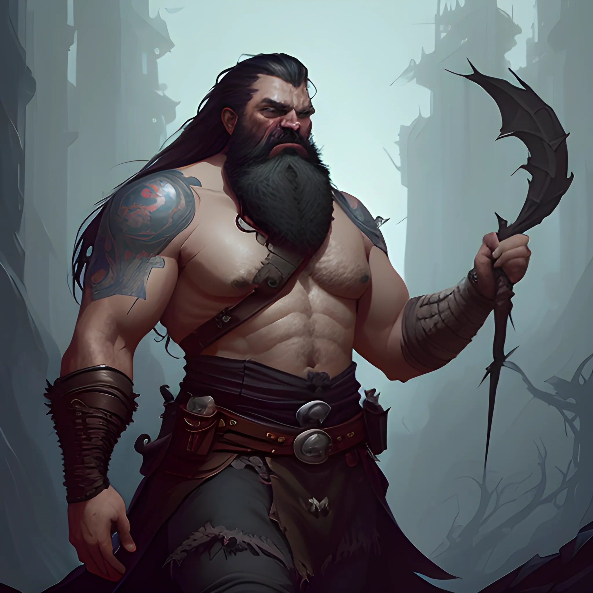 strong, well muscled, very detailed, full upper body view, facin ...