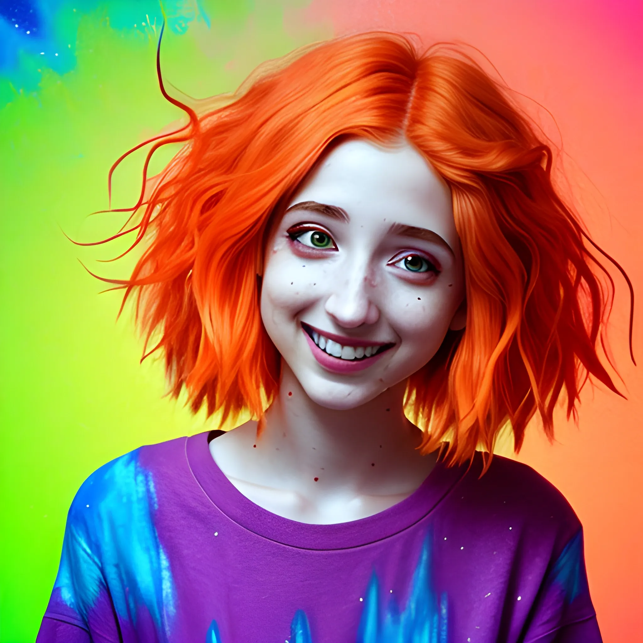 Orange Vivid Hair Emily Rudd Happy Trippy Arthub ai