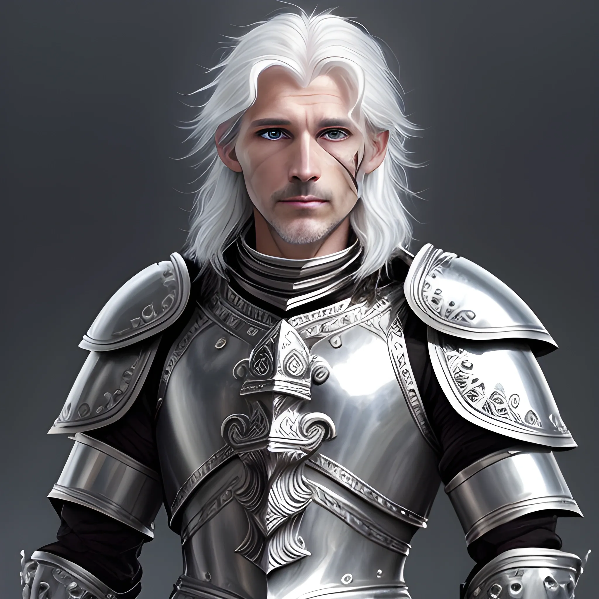 Silver skinned Platinum Skin Unmasked DnD Paladin Male 24 Silver skinned Platinum Skin Unmasked DnD Paladin Male 24